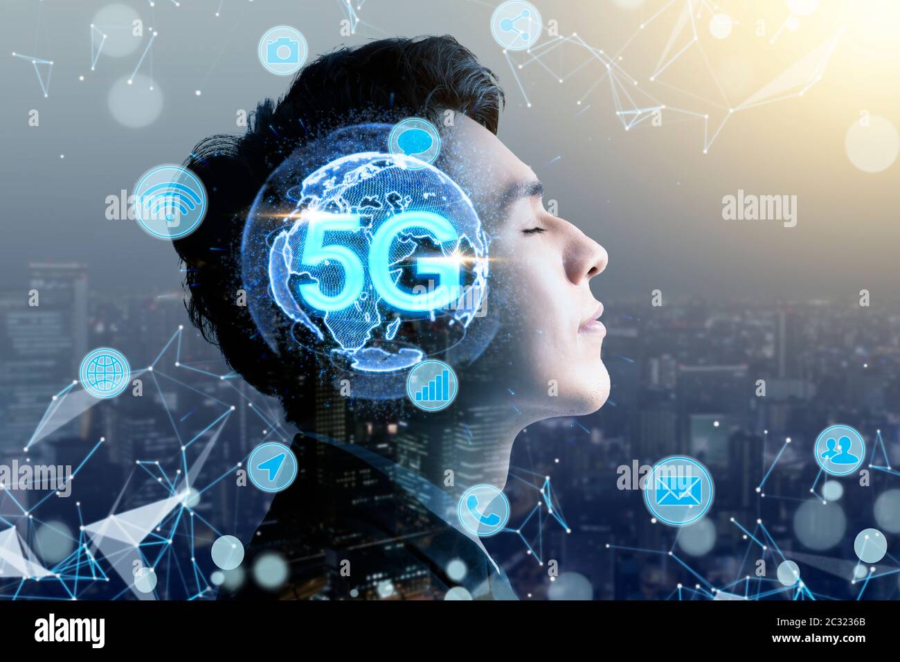 business man with 5G network connection concepts Stock Photo - Alamy