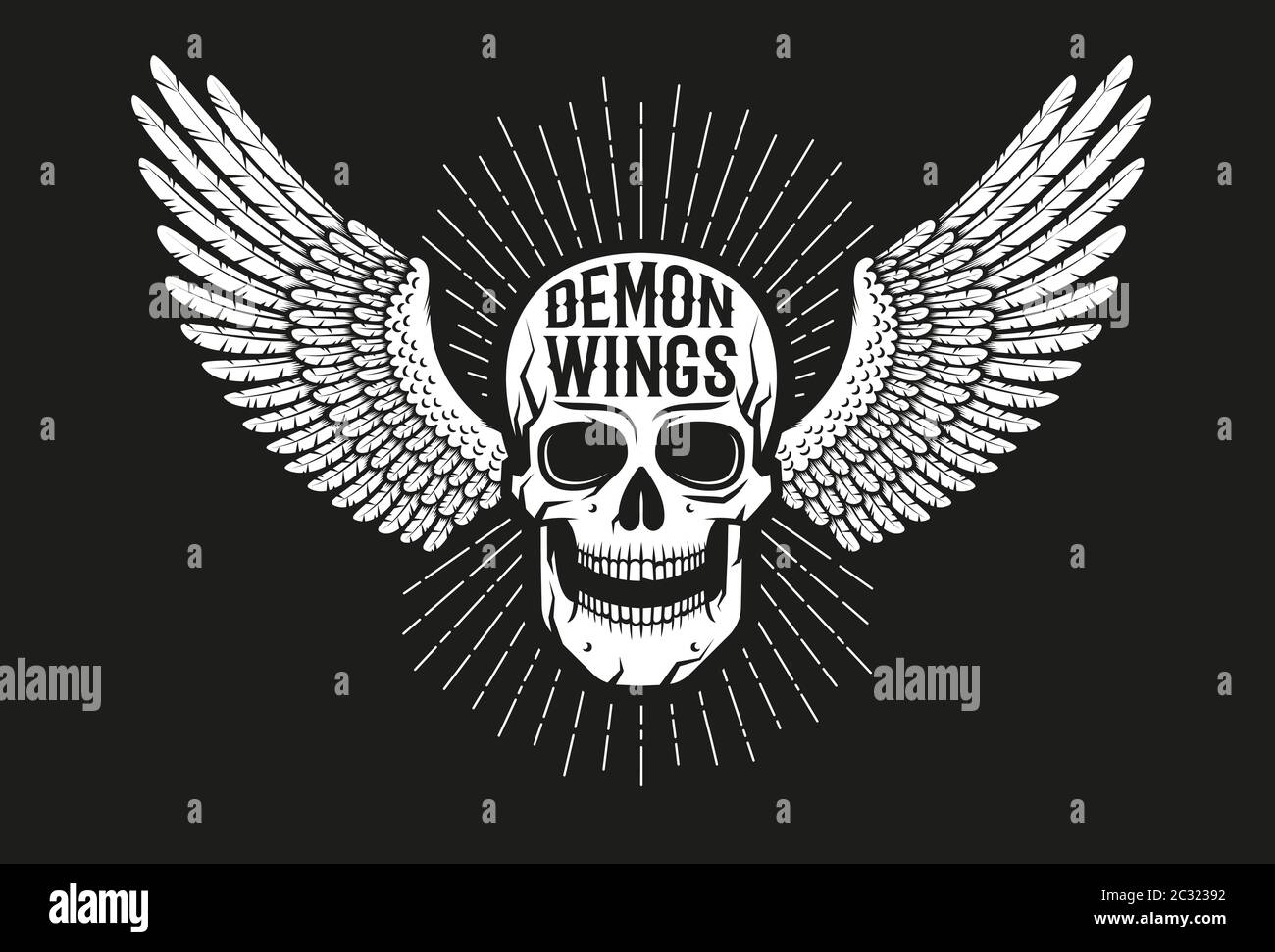 Vintage biker emblem winged skull Stock Vector Image & Art - Alamy
