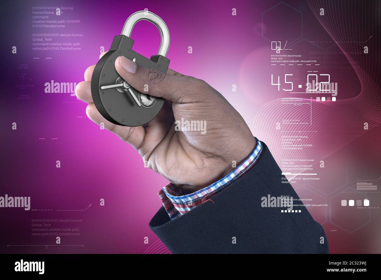 man showing padlock Stock Photo - Alamy