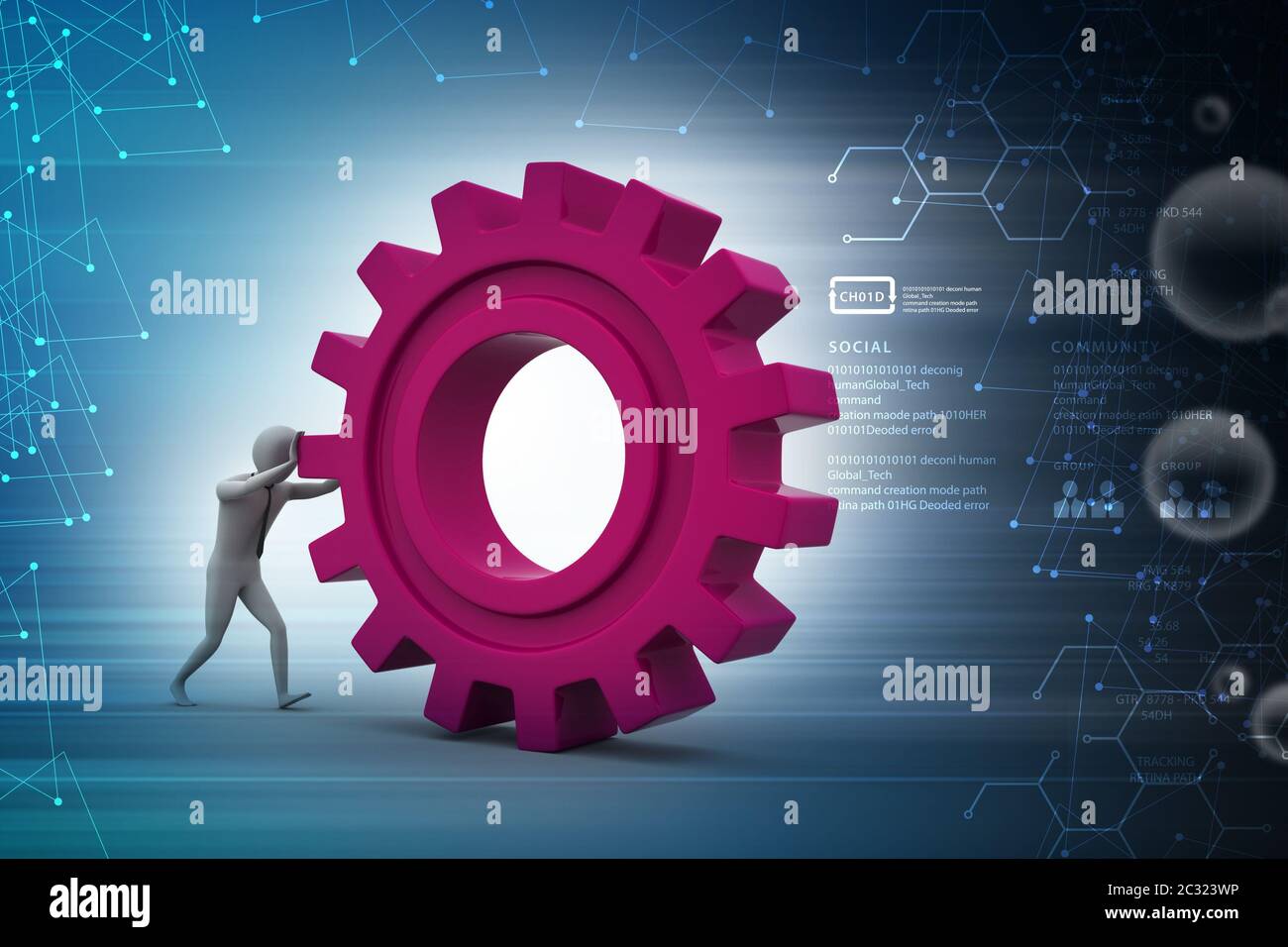 3d man with gear Stock Photo - Alamy