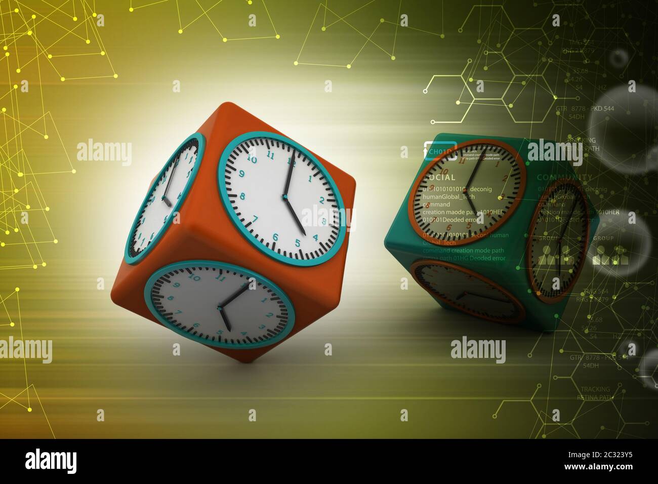3d illustration of watch in cube Stock Photo - Alamy