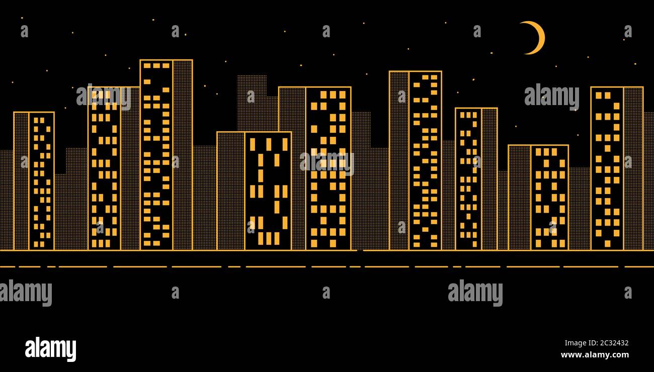 Simple urban night landscape with skyscrapers Stock Vector Image & Art ...