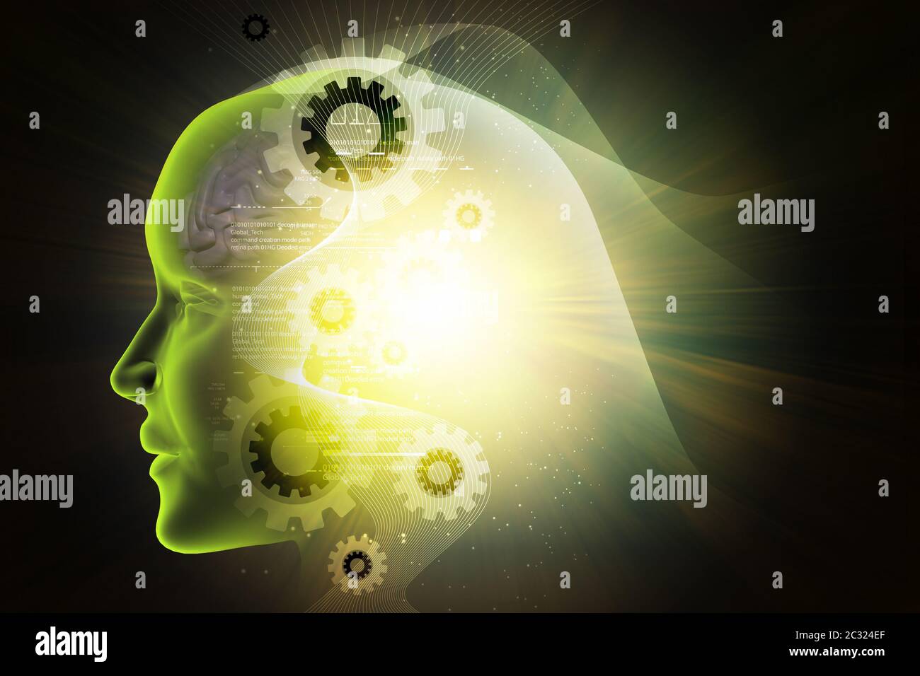 Female face with lighting Stock Photo - Alamy