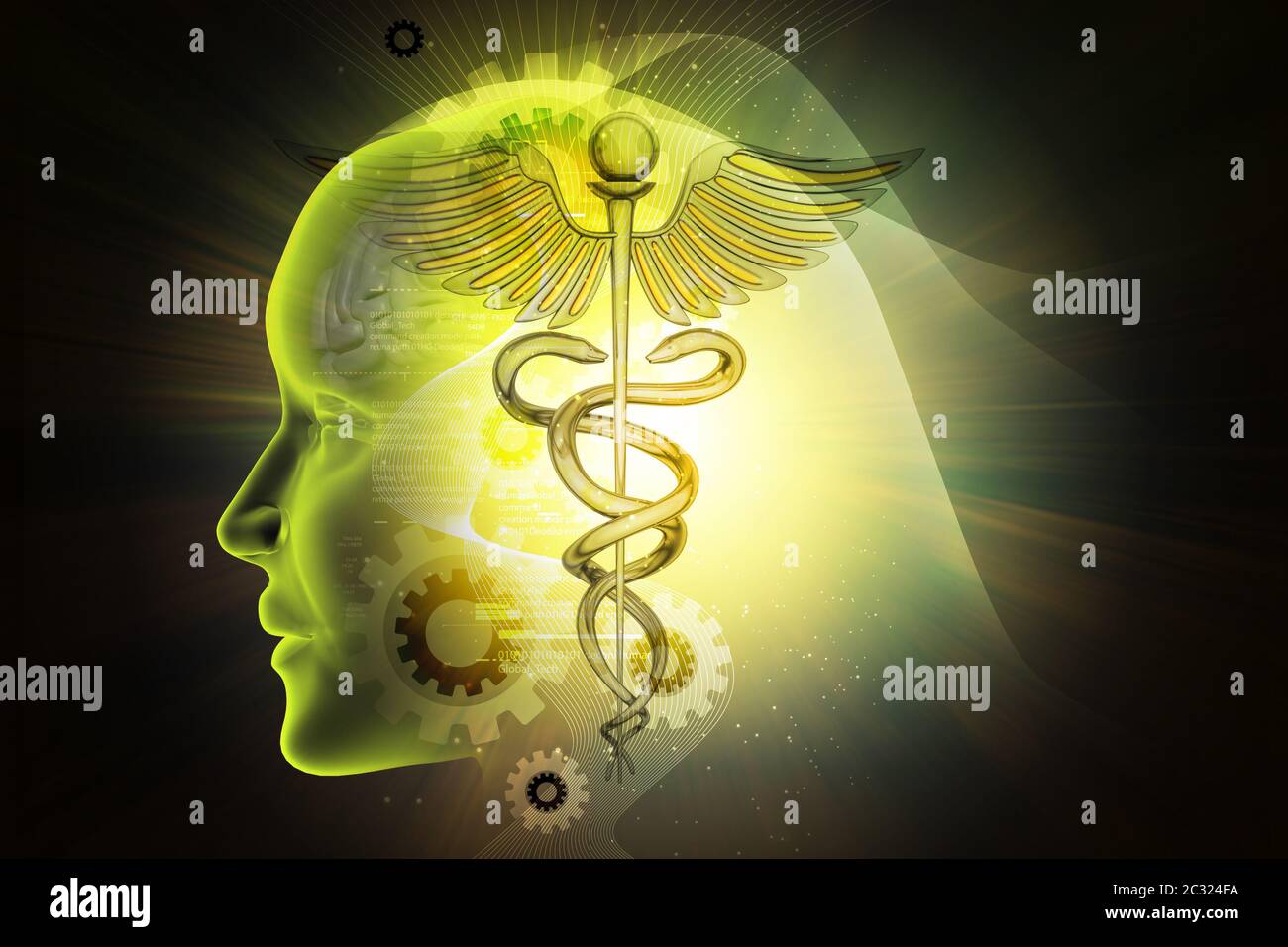 Female face with medical symbol Stock Photo - Alamy