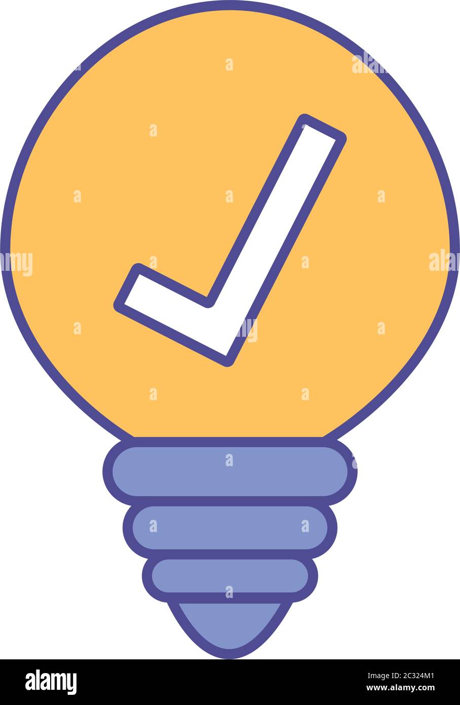 light bulb with check mark line and fill style icon design, Innovation ...