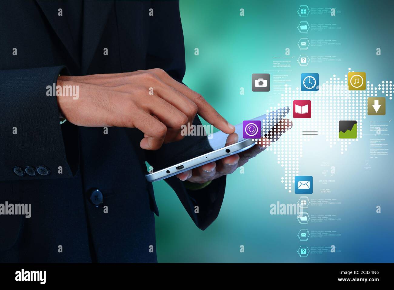 Man showing social media concept Stock Photo - Alamy