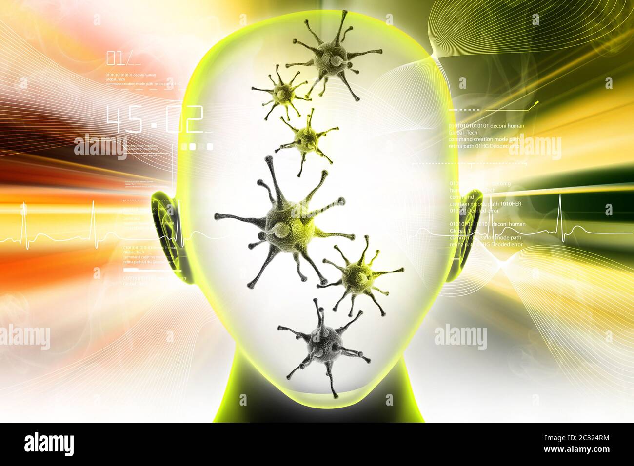 Female face with virus Stock Photo - Alamy