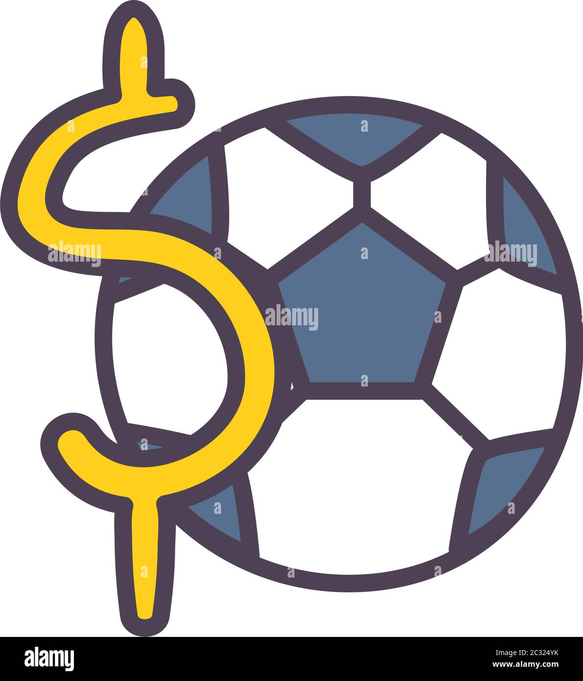 Ball and dollar line and fill style icon design, Soccer football sport ...