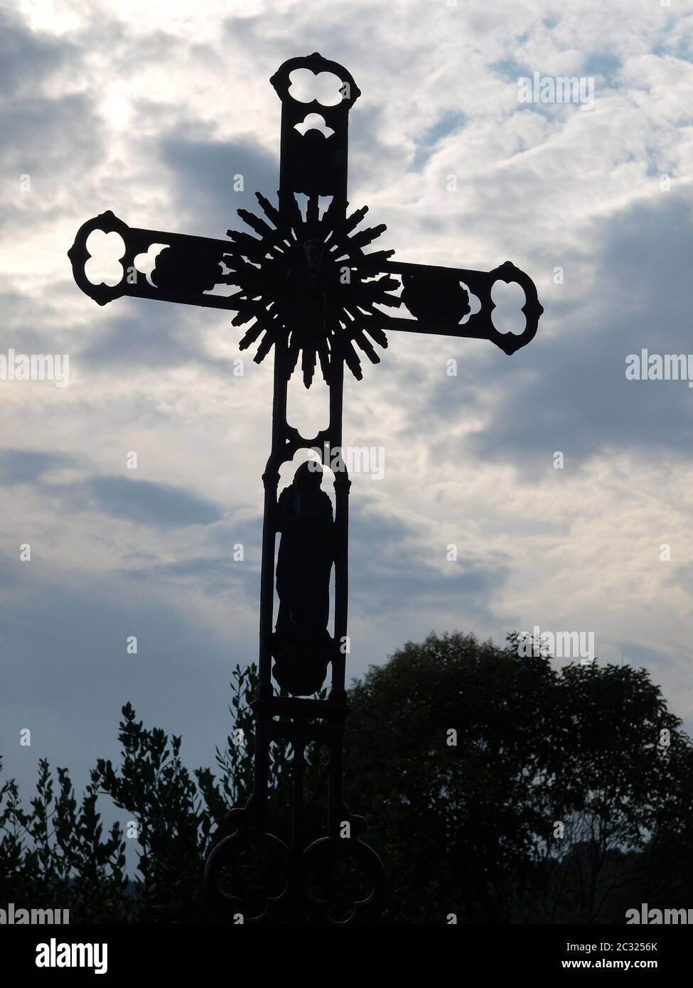 Steel cross at dusk Stock Photo - Alamy