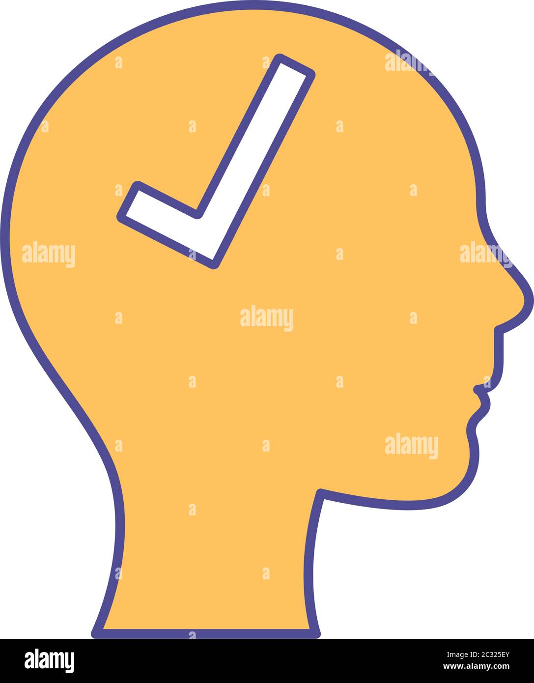 human head with check mark line and fill style icon design, Innovation ...