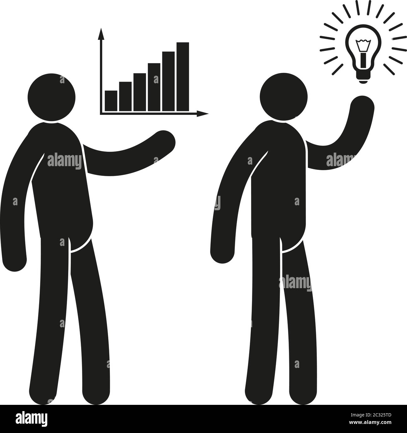 Business icons of people with growth chart and light bulb idea Stock ...