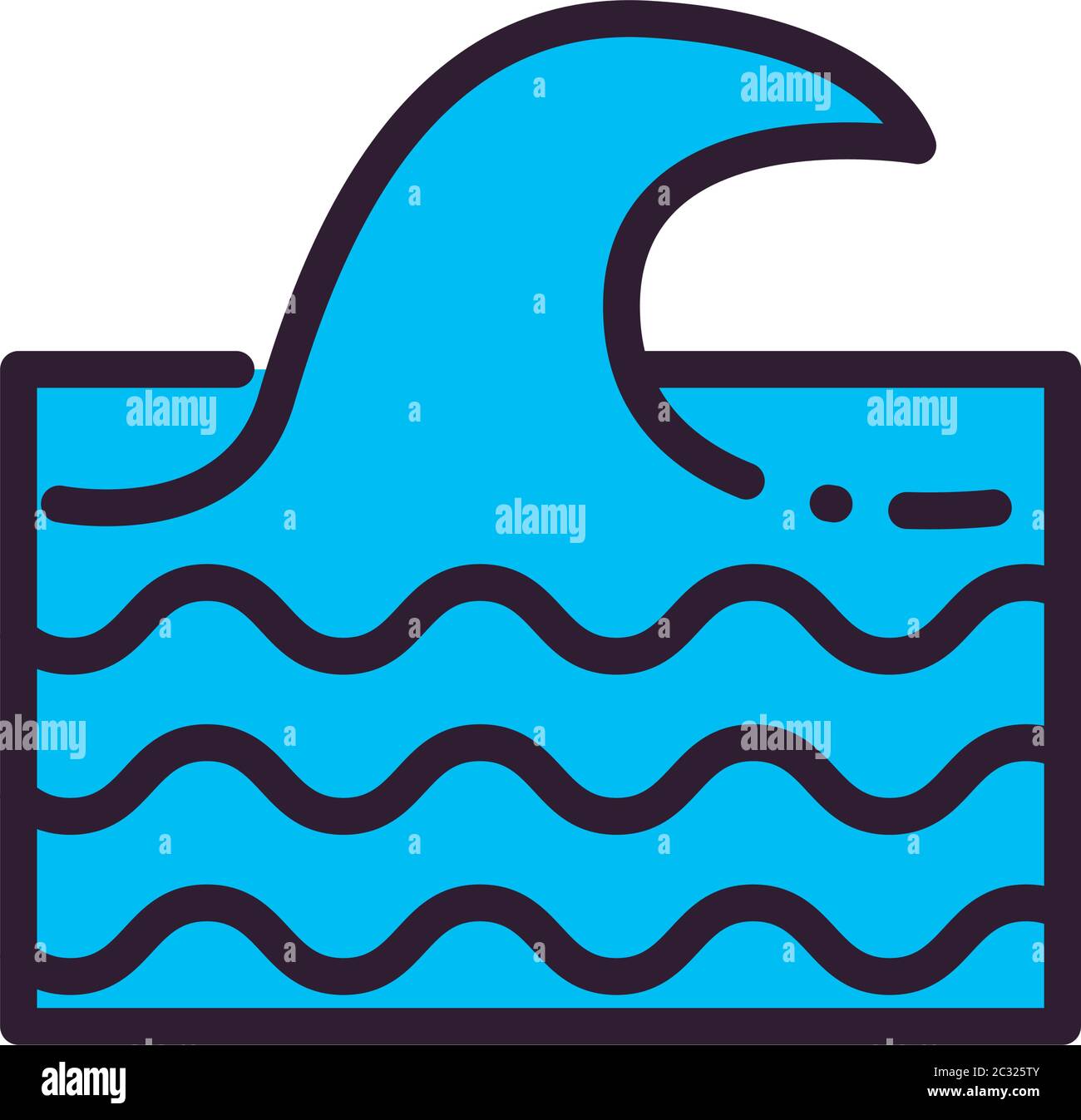 Sea wave fill and line style icon design, Ocean water summer and ...