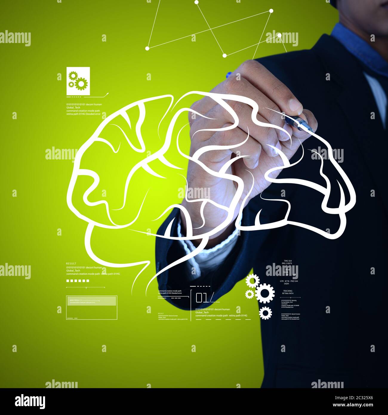 Man drawing human brain Stock Photo - Alamy