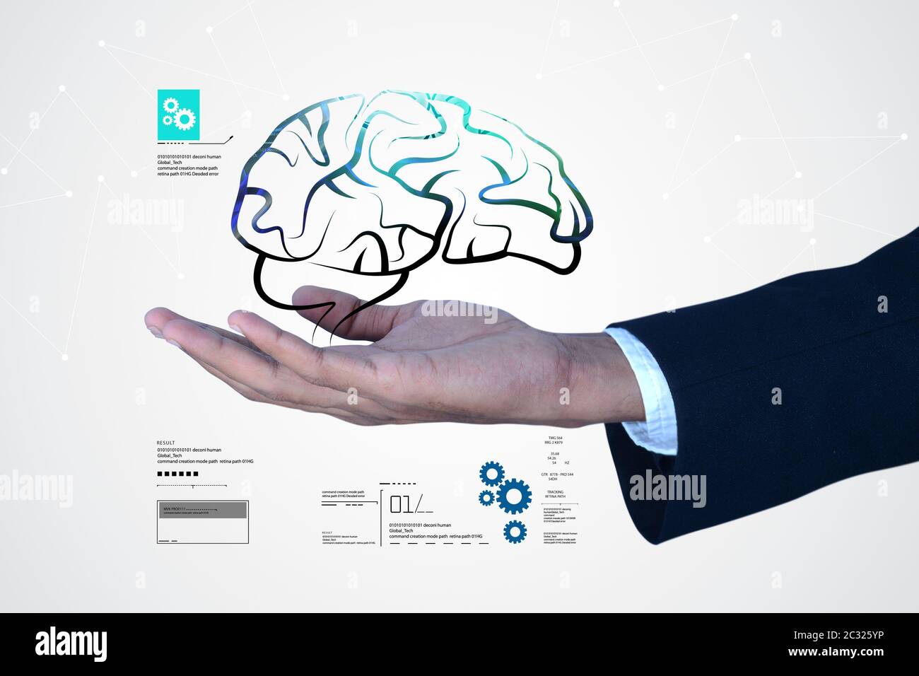 Man showing human brain Stock Photo - Alamy
