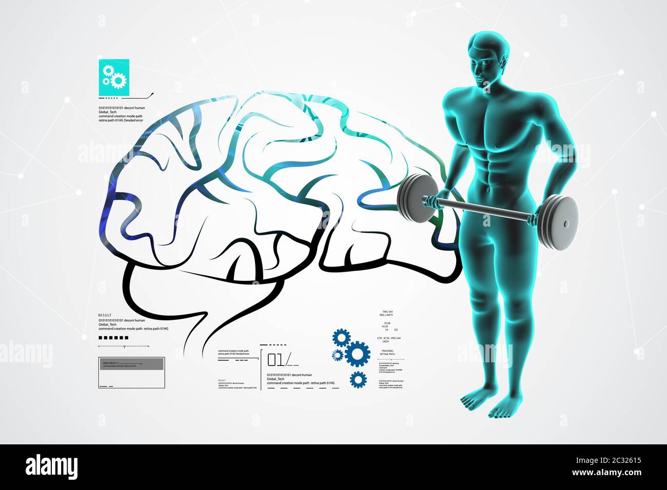 Human brain with male body Stock Photo - Alamy