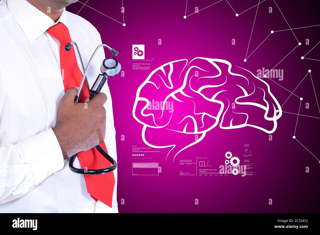 Doctor with human brain structure Stock Photo - Alamy