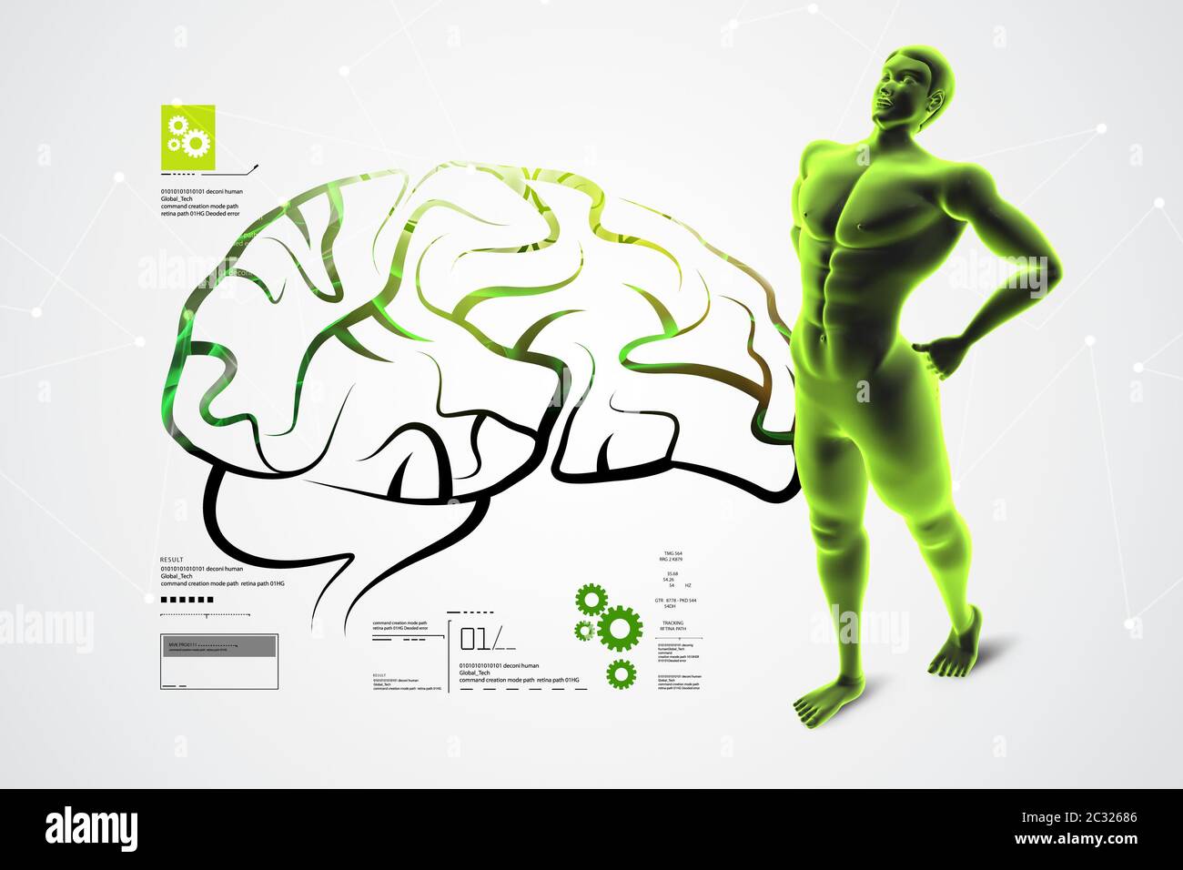 Human brain with male body Stock Photo - Alamy