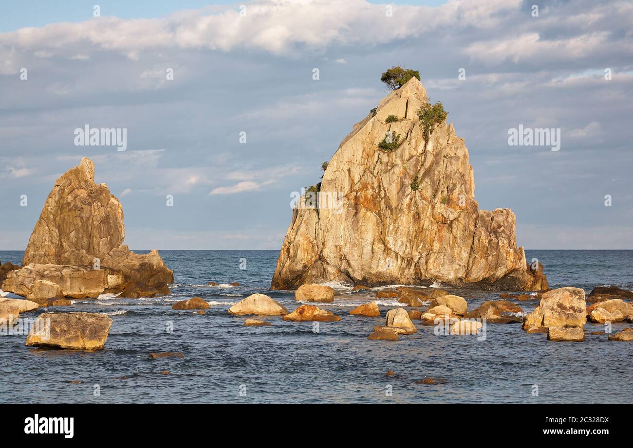 Hashigui-iwa (Bridge Pillar Rocks) at the Kushimoto. Wakayama ...
