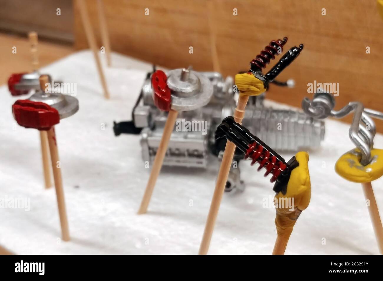 Modeling. Build a scale model. Plastic parts of the car are painted ...