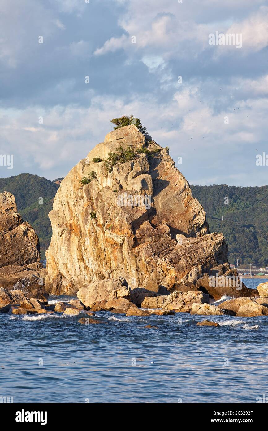The separate pillar-rock of the Hashigui-iwa bridge at the Kushimoto ...