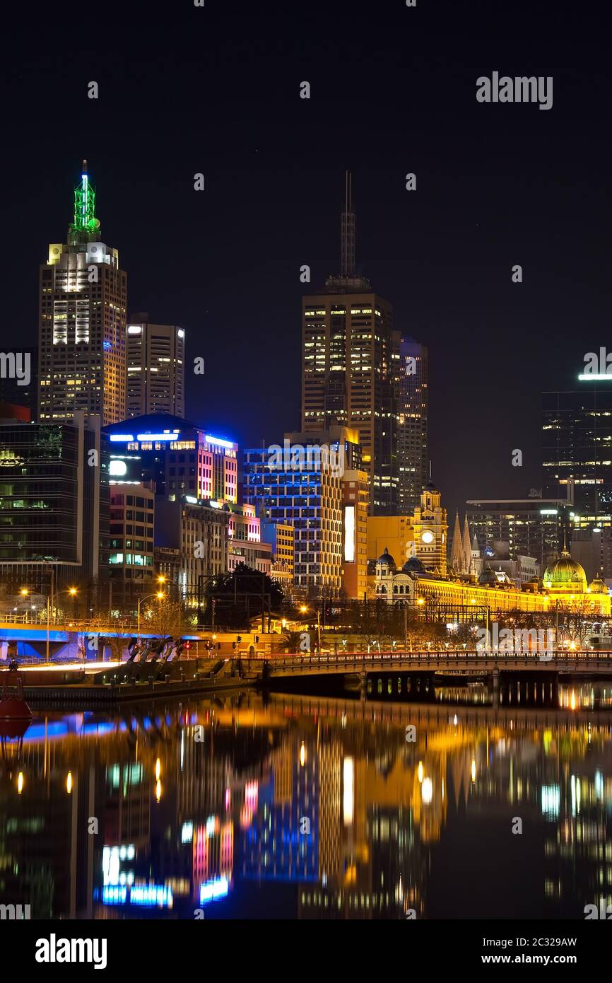 Melbourne at night Stock Photo - Alamy