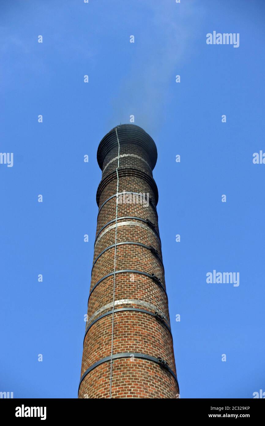 Brick built tall chimney. Connected to water pumps and boilers in a ...