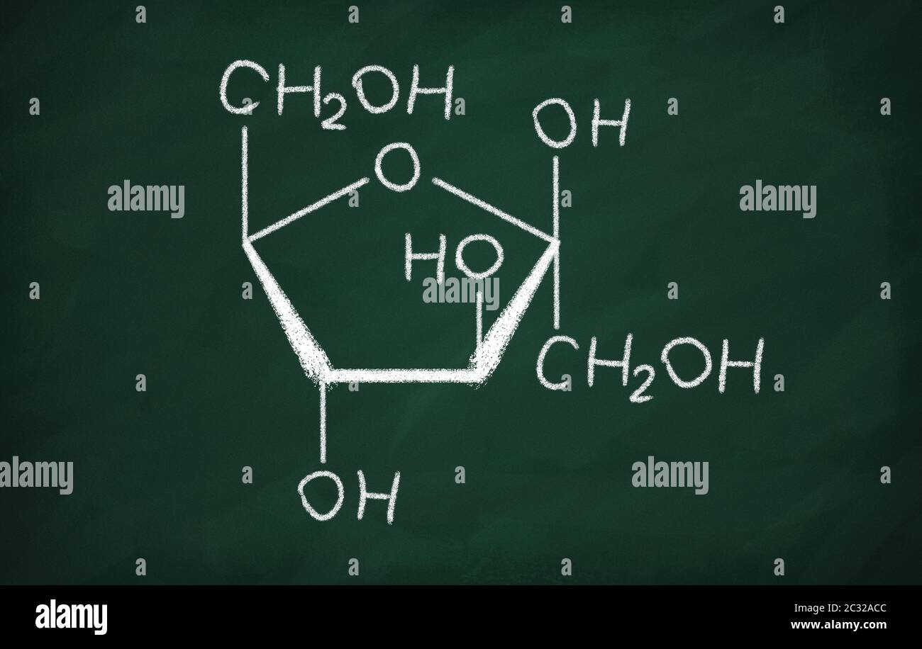 Structural model of Fructose on the blackboard Stock Photo - Alamy