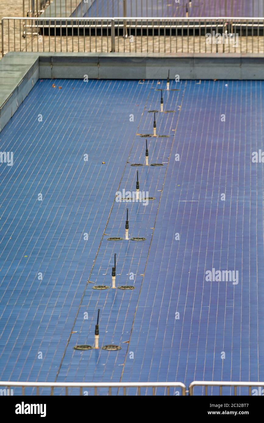 Empty Fountain Blue Pond Without Water for Maintenance Stock Photo - Alamy