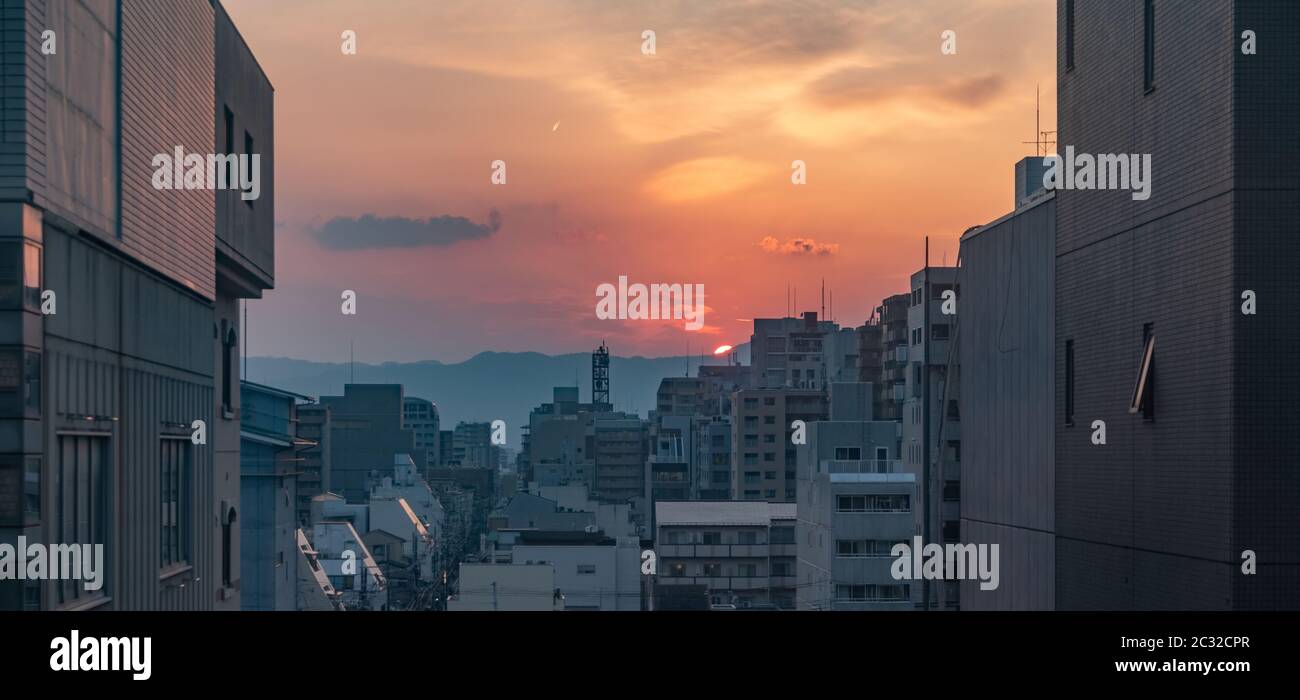 Golden hour sunset in Kyoto City, Japan Stock Photo - Alamy