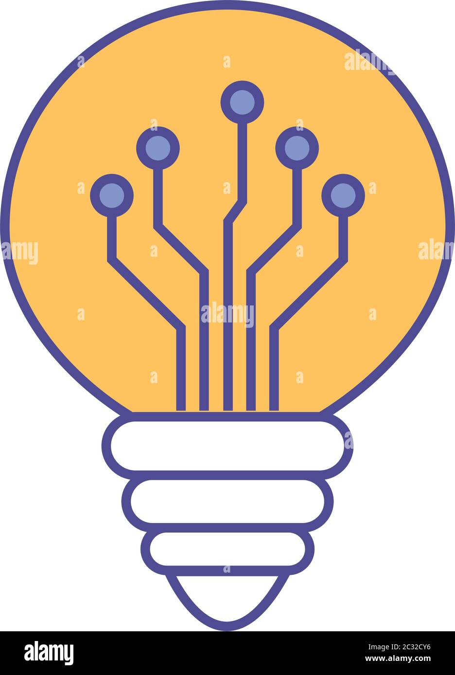 circuit inside light bulb line and fill style icon design, Innovation idea and creativity theme ...