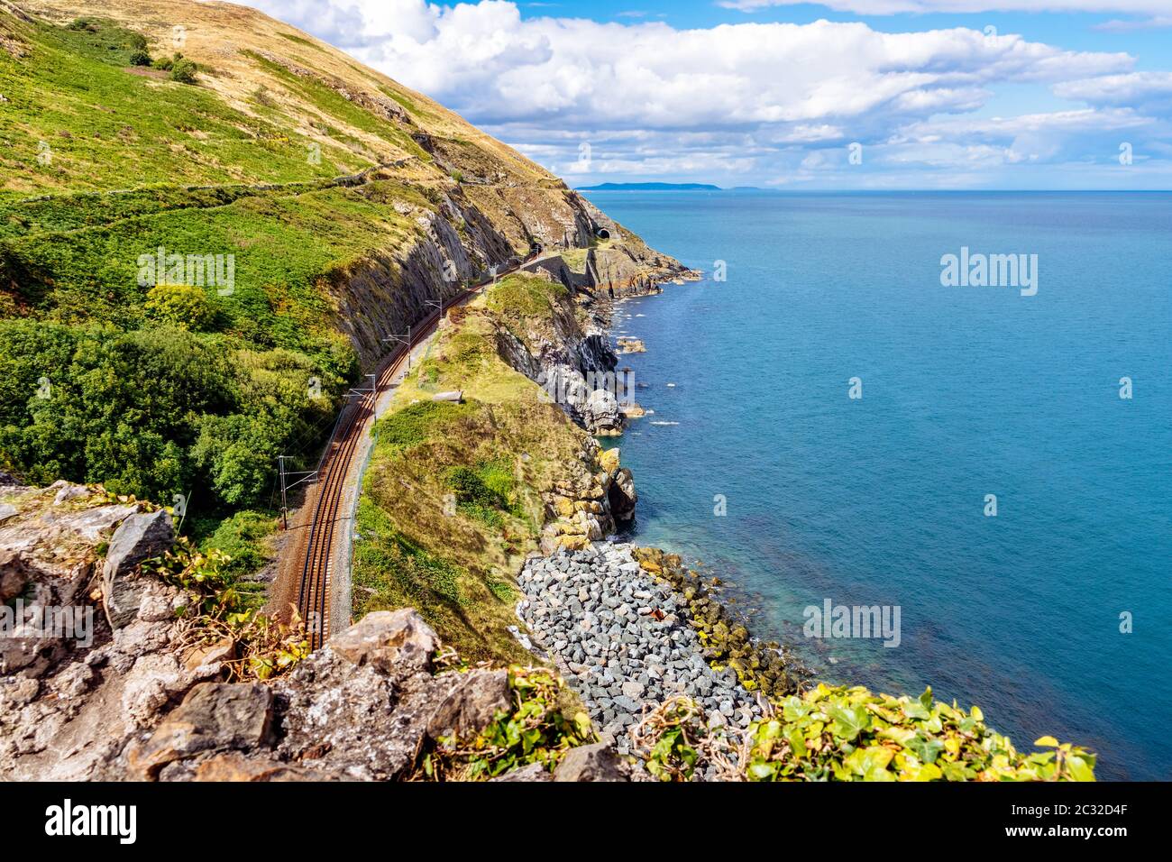 View from Cliff Walk Bray to Greystones with beautiful coastline and ...