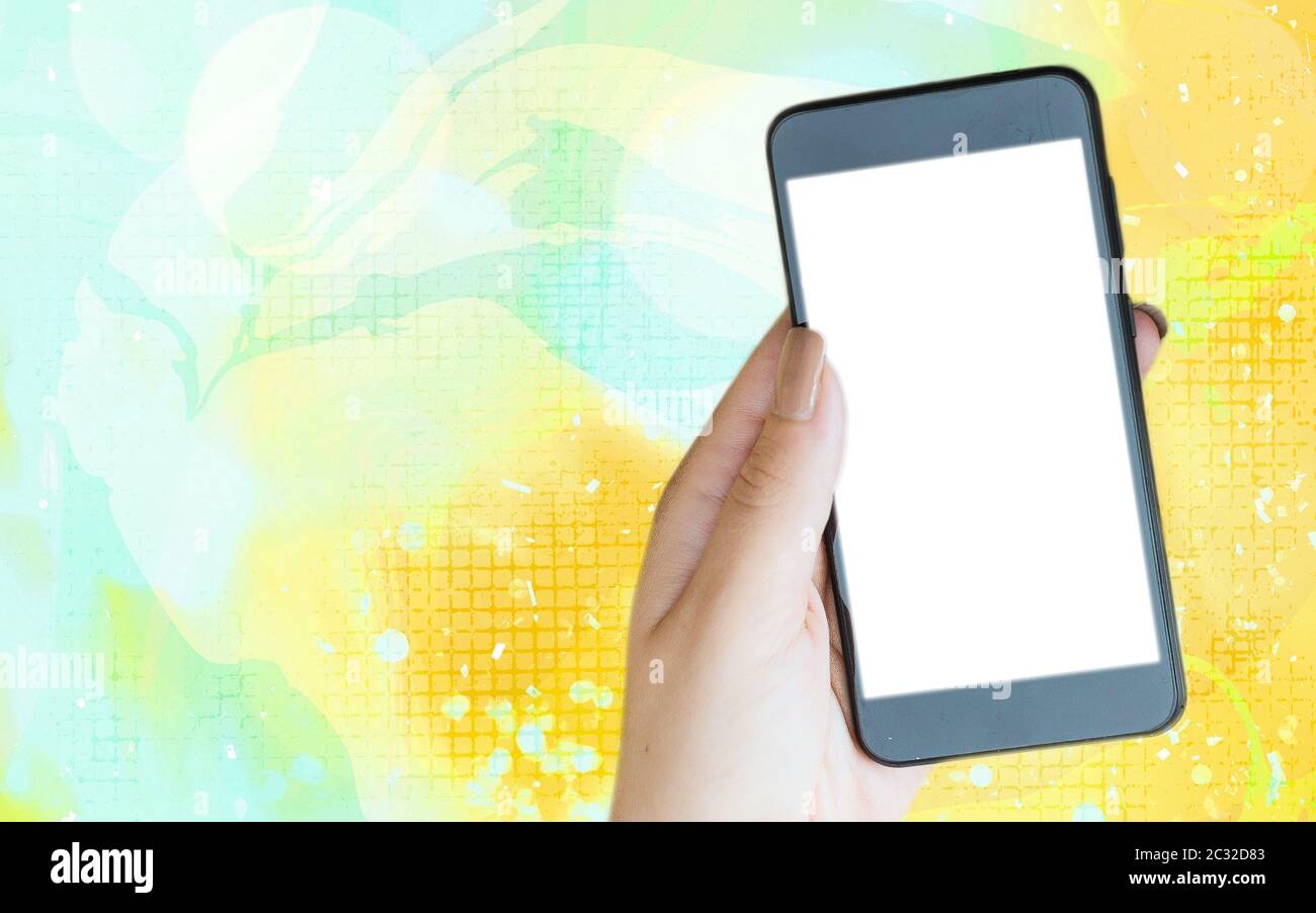Modern Gadgets With White Display Screen Under Colorful Bokeh ...