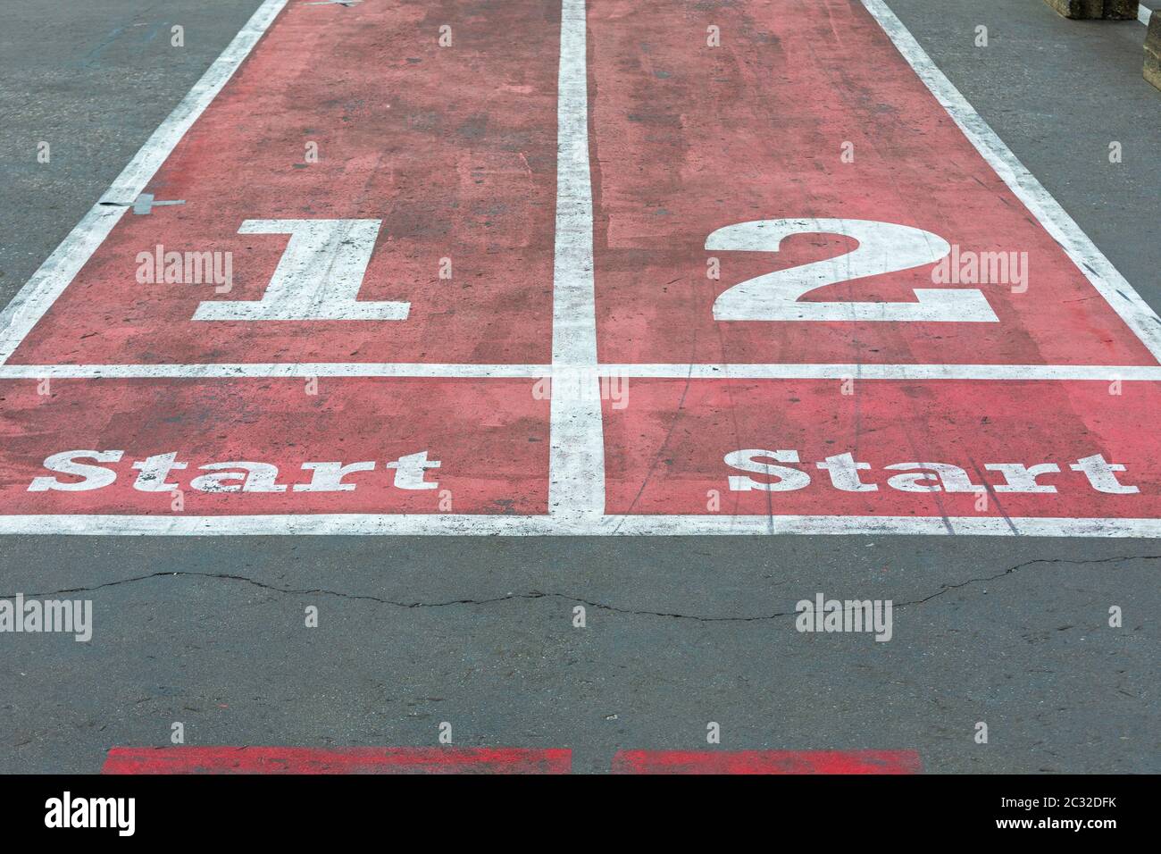 Start Position at Red Running Sports Track Stock Photo - Alamy