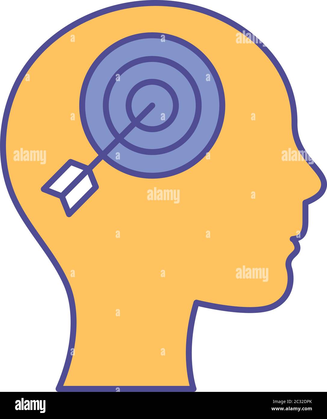 human head with target line and fill style icon design, Innovation idea and creativity theme ...