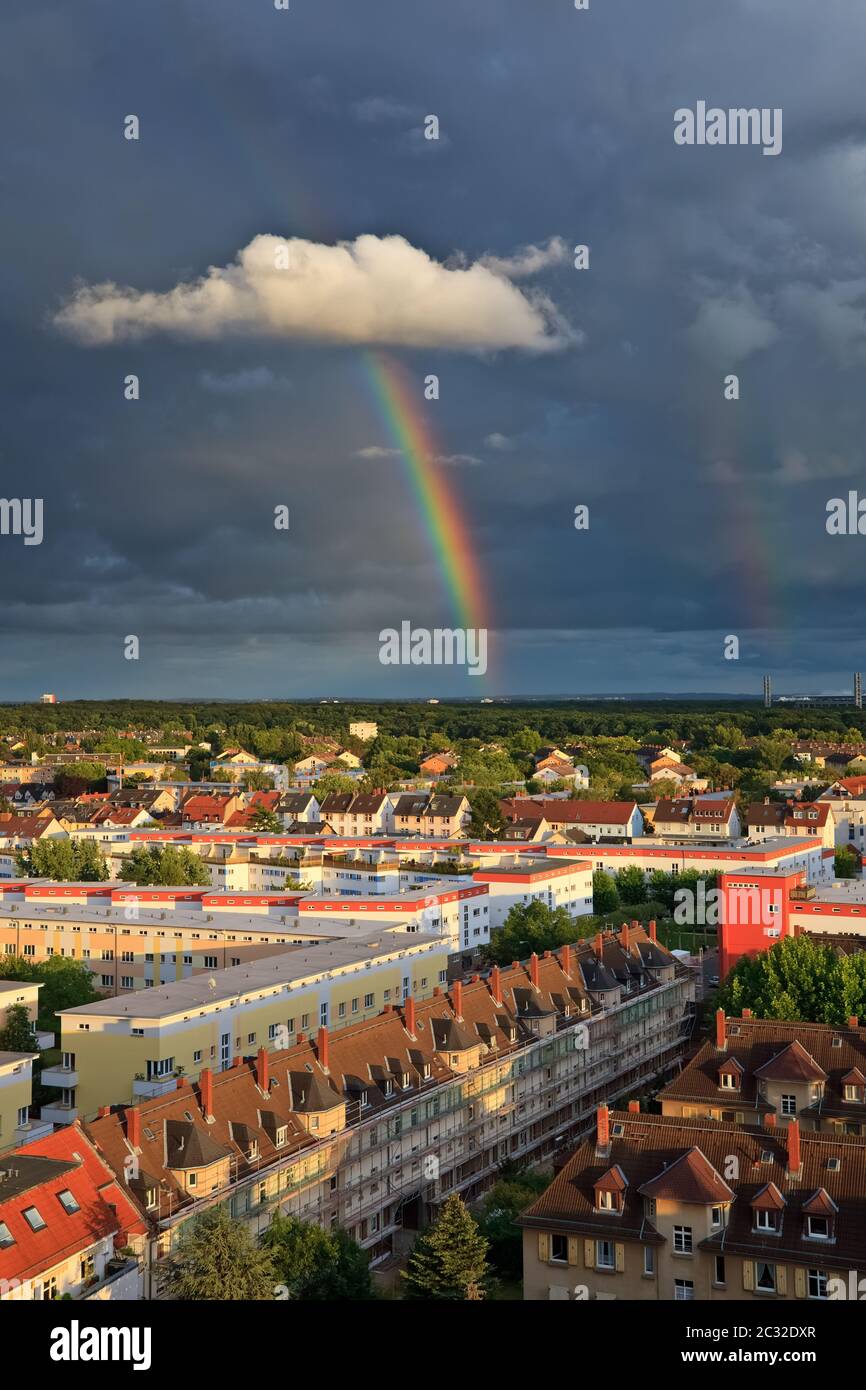 Rainbow over Niederrad, Frankfurt Stock Photo - Alamy