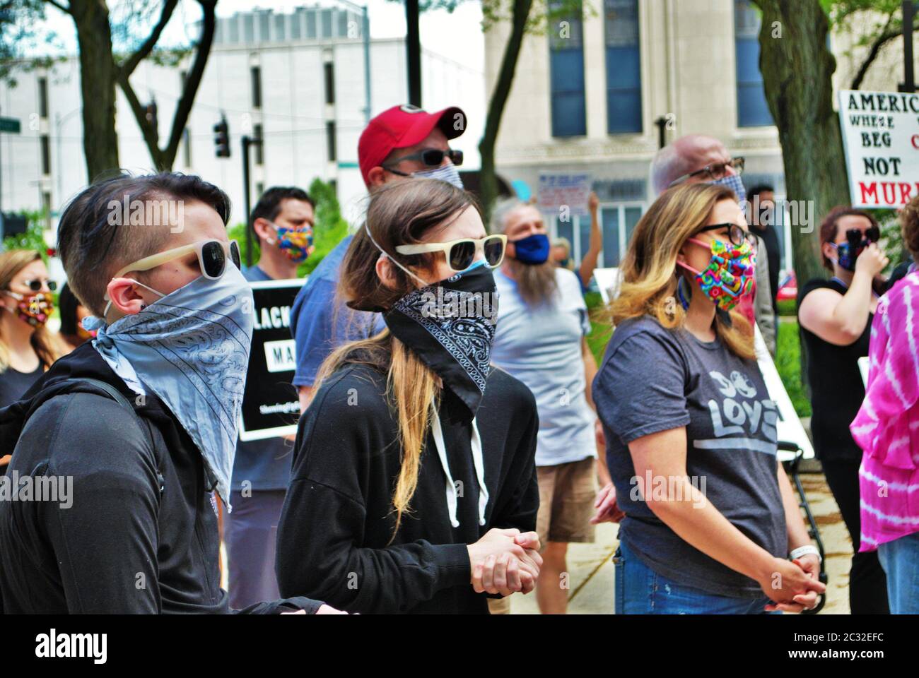 Dayton, Ohio, United States 05/30/2020 protesters at a black lives ...