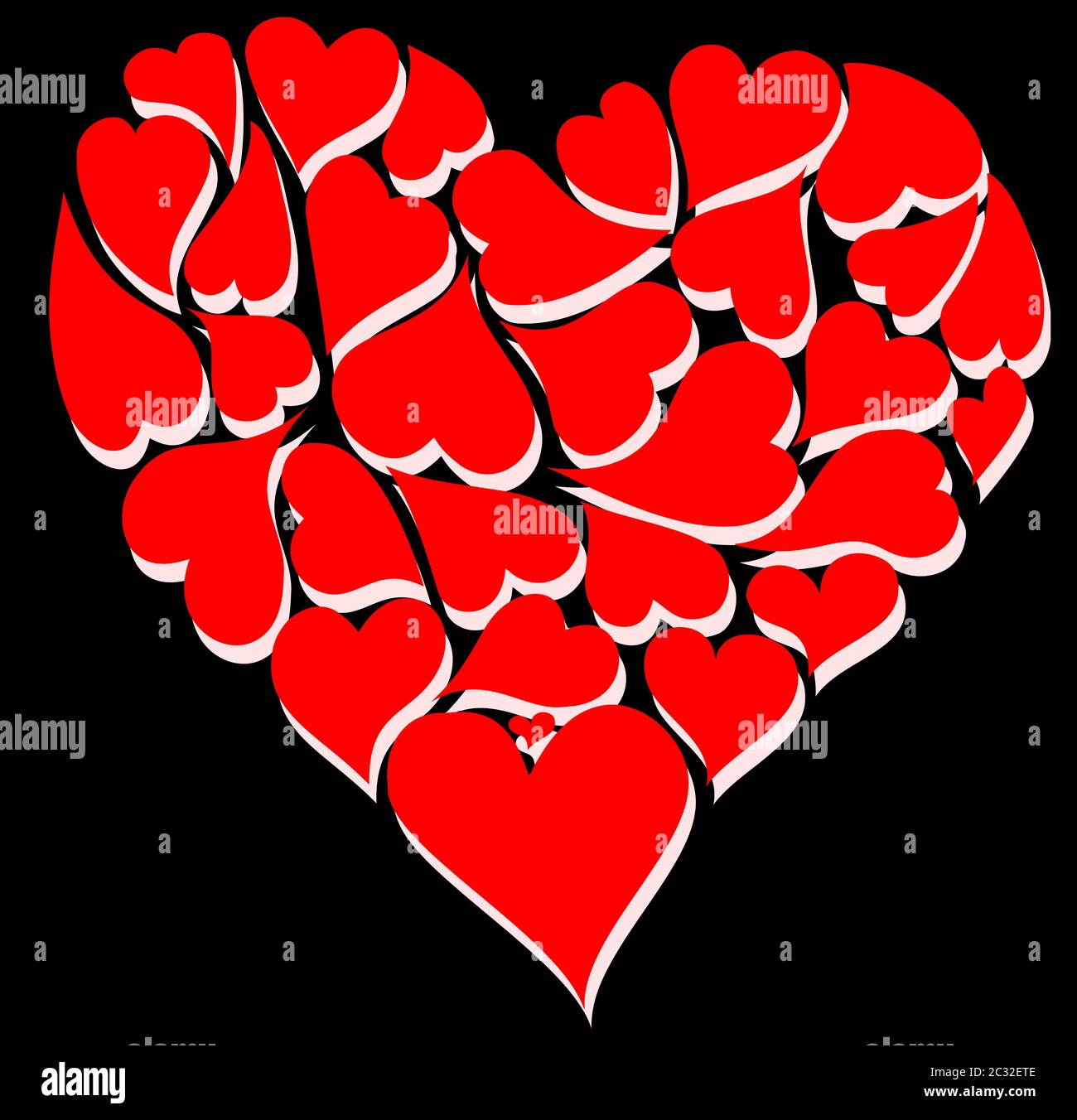 red heart shapes with shadow illustration Stock Photo - Alamy