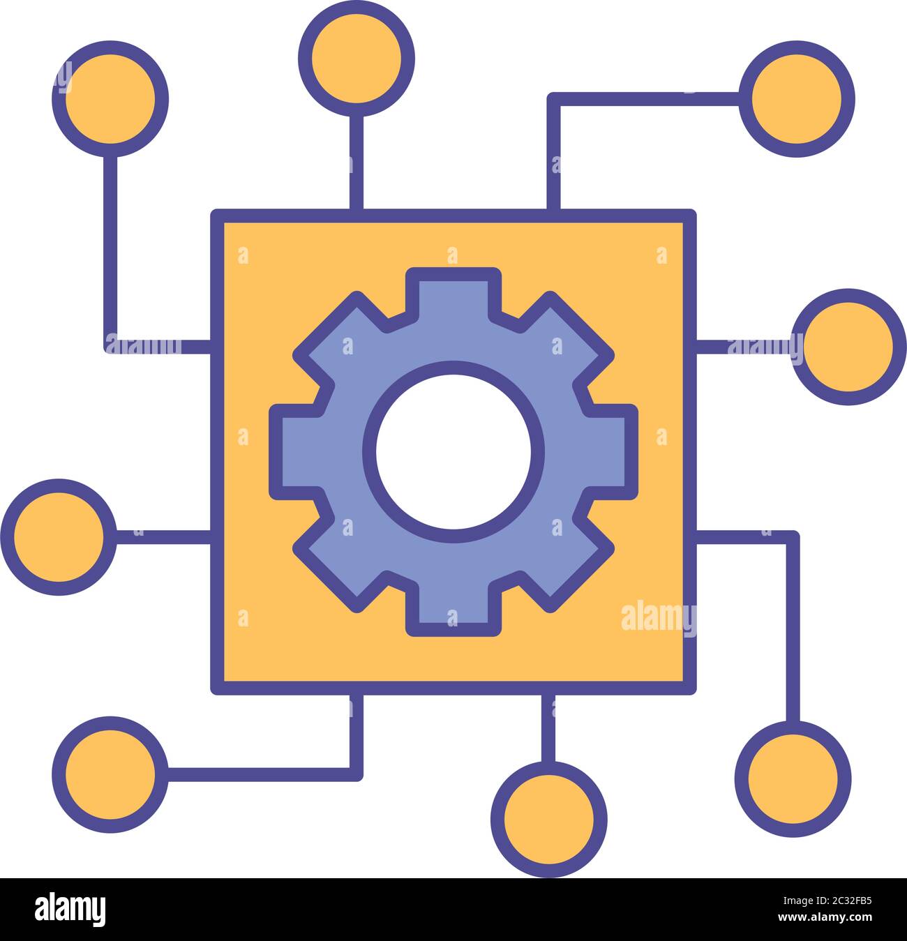 gear with circuit line and fill style icon design, Innovation idea and ...