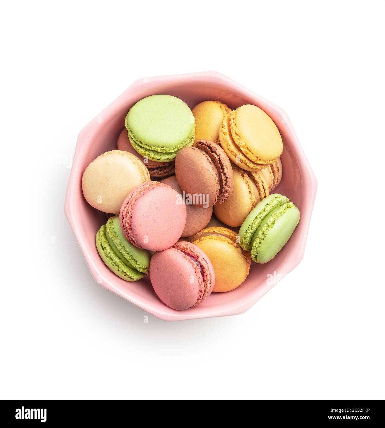 Sweet colorful macarons isolated on white background Stock Photo - Alamy