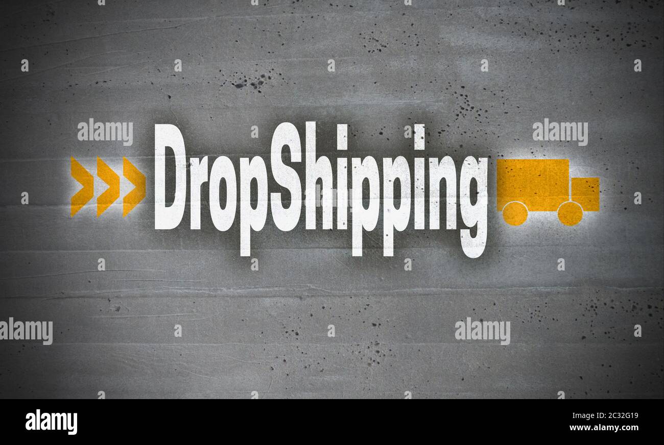 Dropshipping on concrete wall background concept Stock Photo - Alamy
