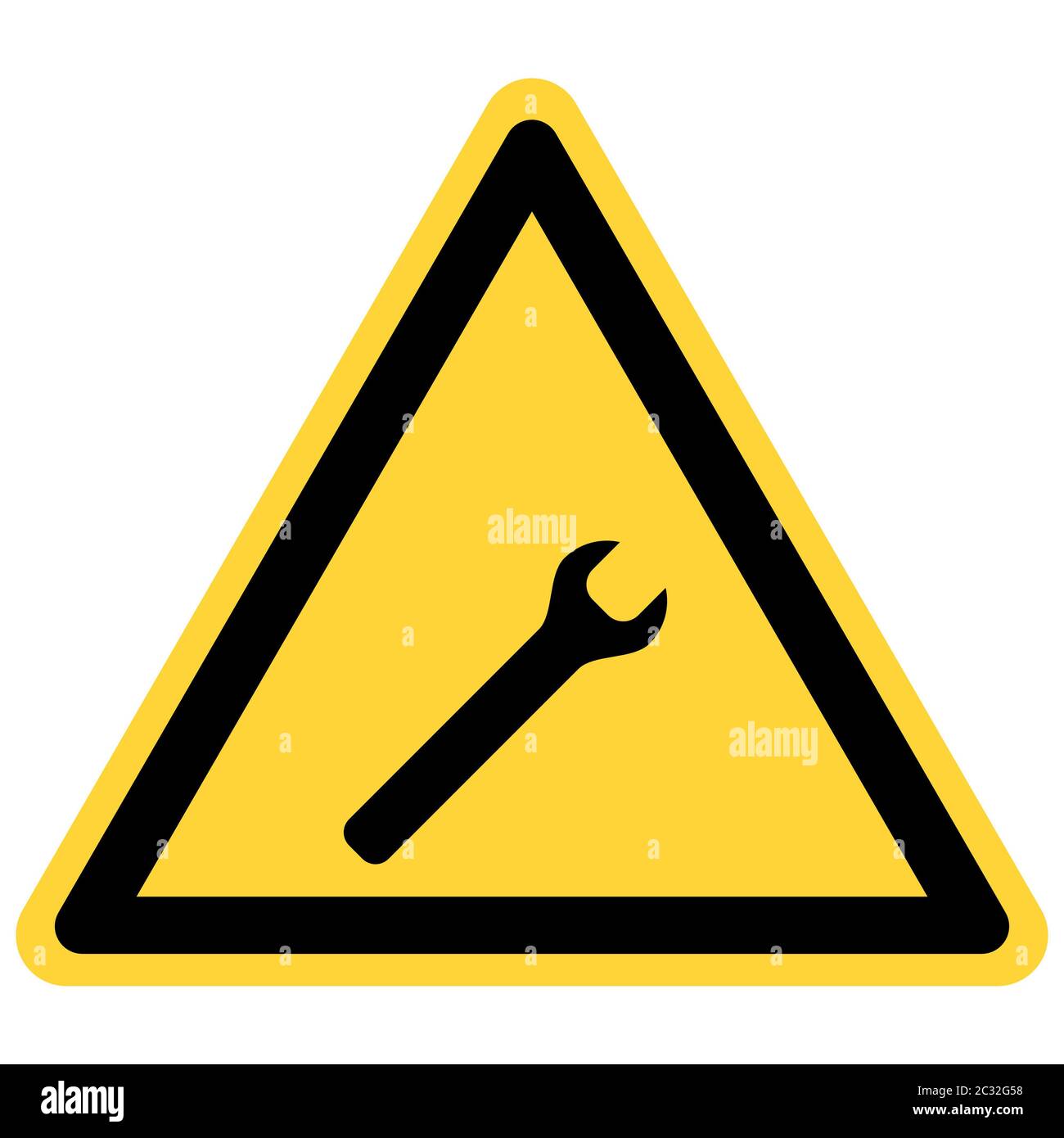 Wrench and danger sign Stock Photo - Alamy