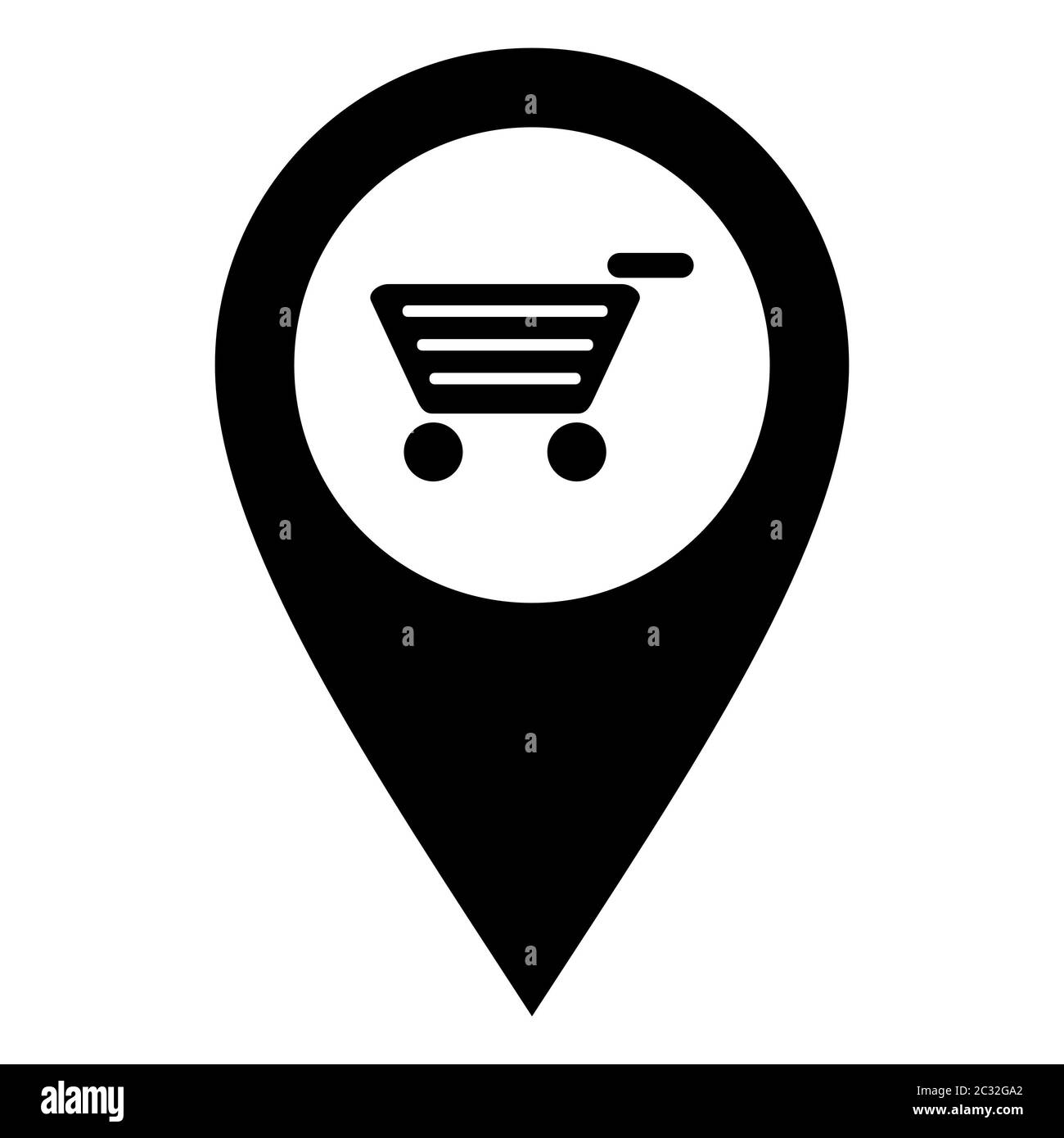 Shopping cart and location pin Stock Photo - Alamy