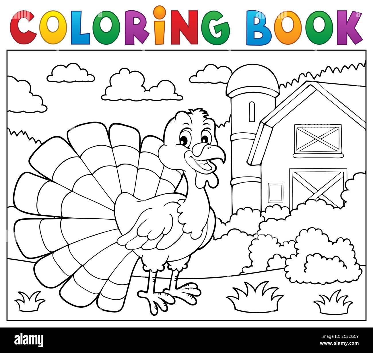Coloring book turkey bird theme 2 - picture illustration Stock Photo ...