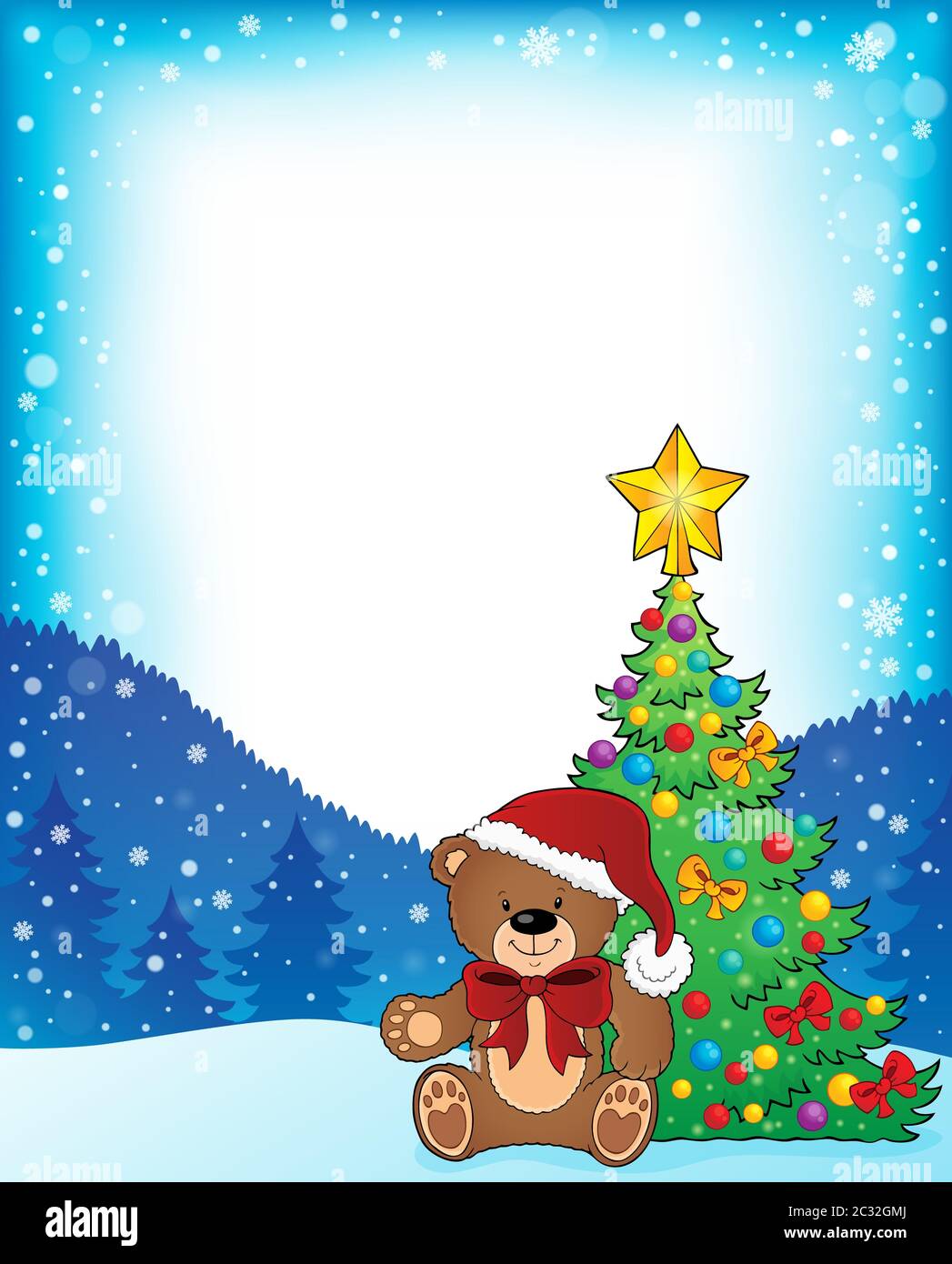 Christmas teddy bear topic frame 1 - picture illustration Stock Photo ...