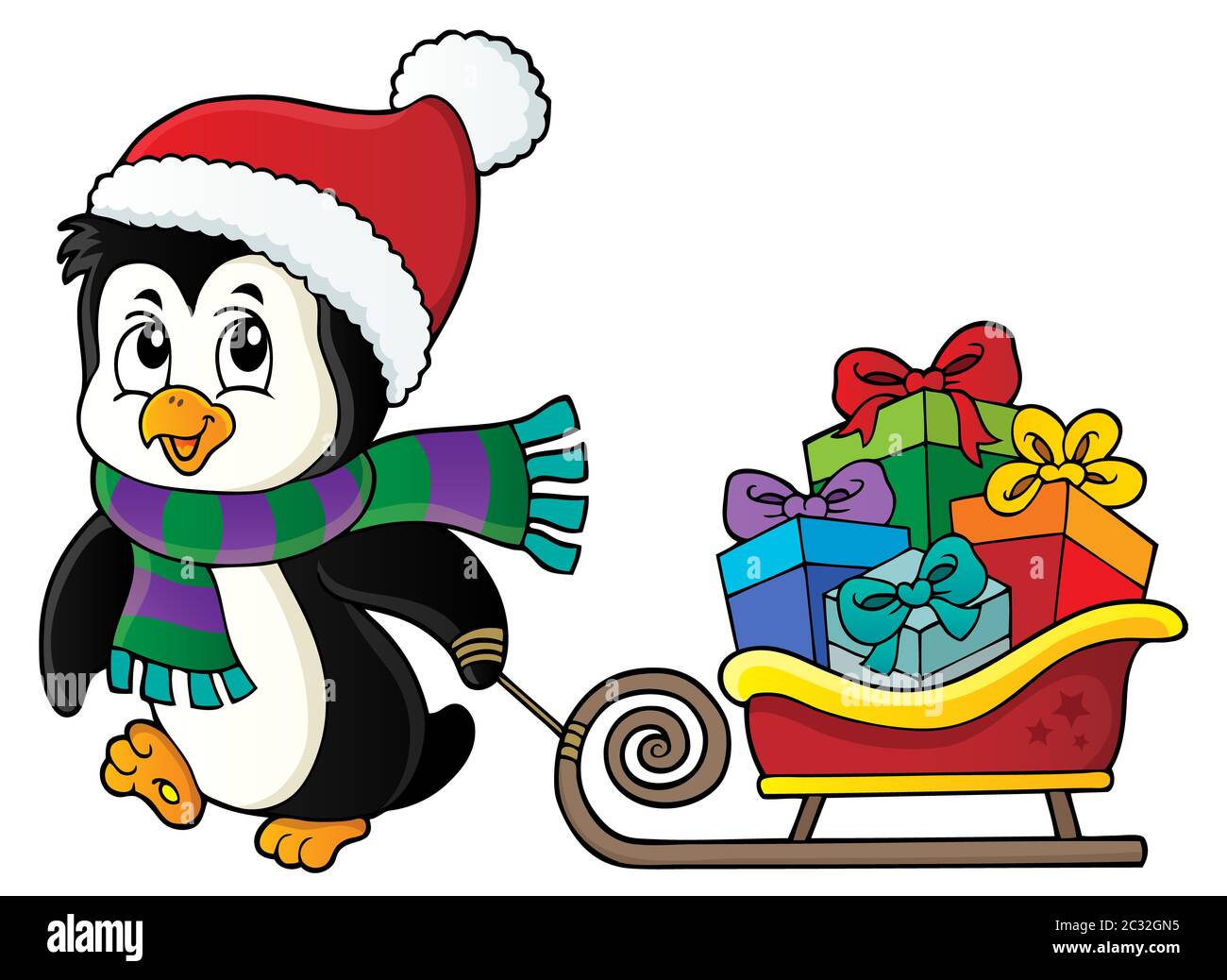Christmas penguin with sledge image 3 - picture illustration Stock ...