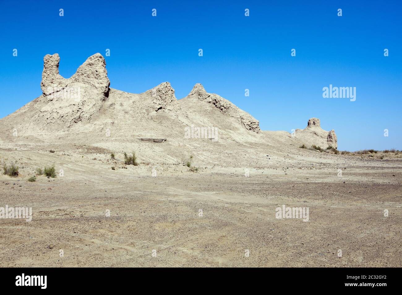 The ruins of the ancient fortresses of Khorezm in the desert ...