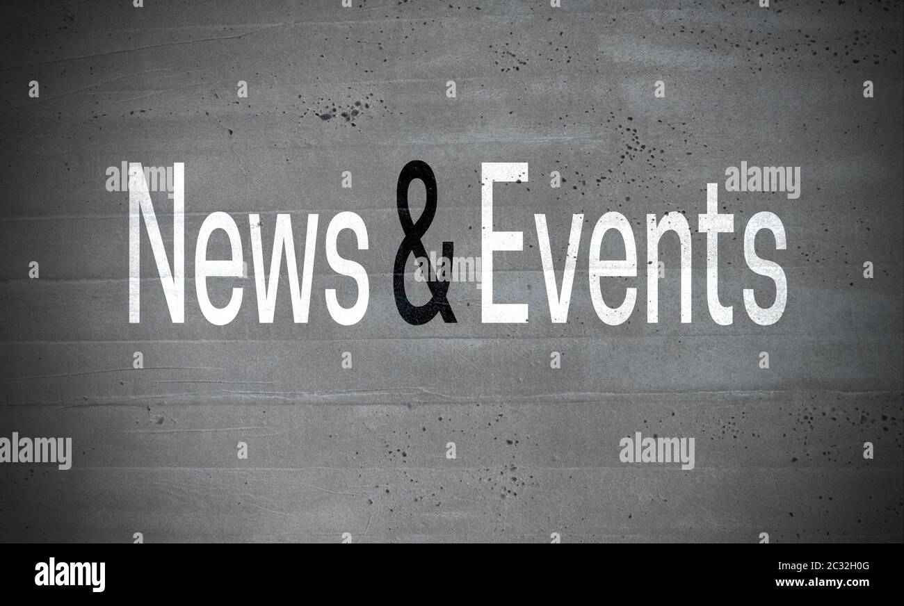 News and events on concrete wall concept background Stock Photo - Alamy