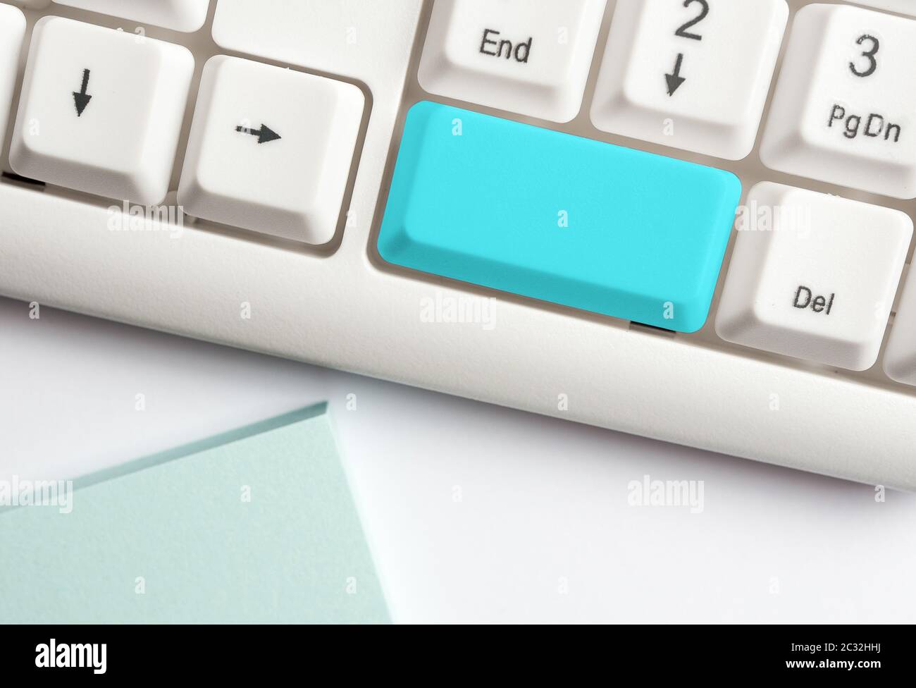 Different Colored Keyboard key With Accessories Arranged On Empty copy ...