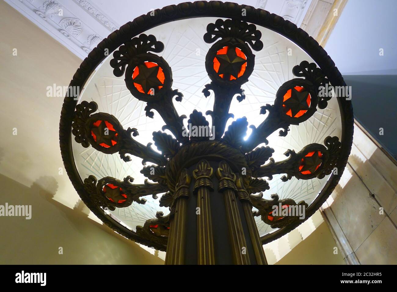 Floor lamp in the pavilion of the metro station Kirovsky zavod Stock ...