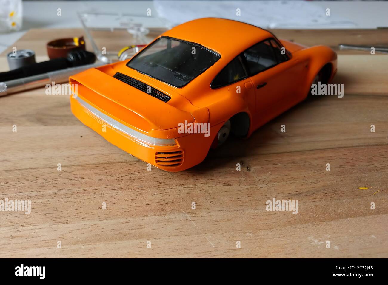 The process of assembling and painting the scale model of the car ...